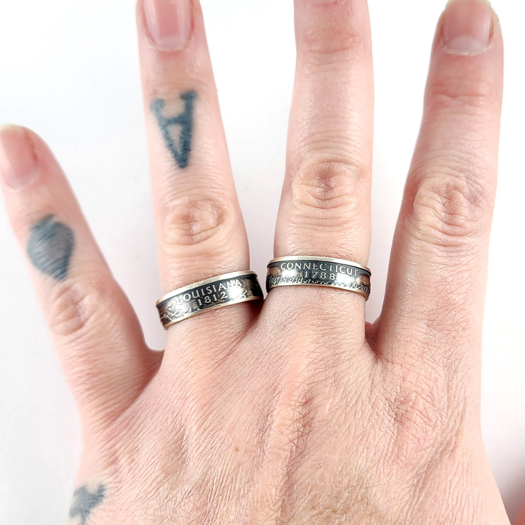 90% Silver Wisconsin Quarter Ring - State Quarter Rings by Midnight Jo