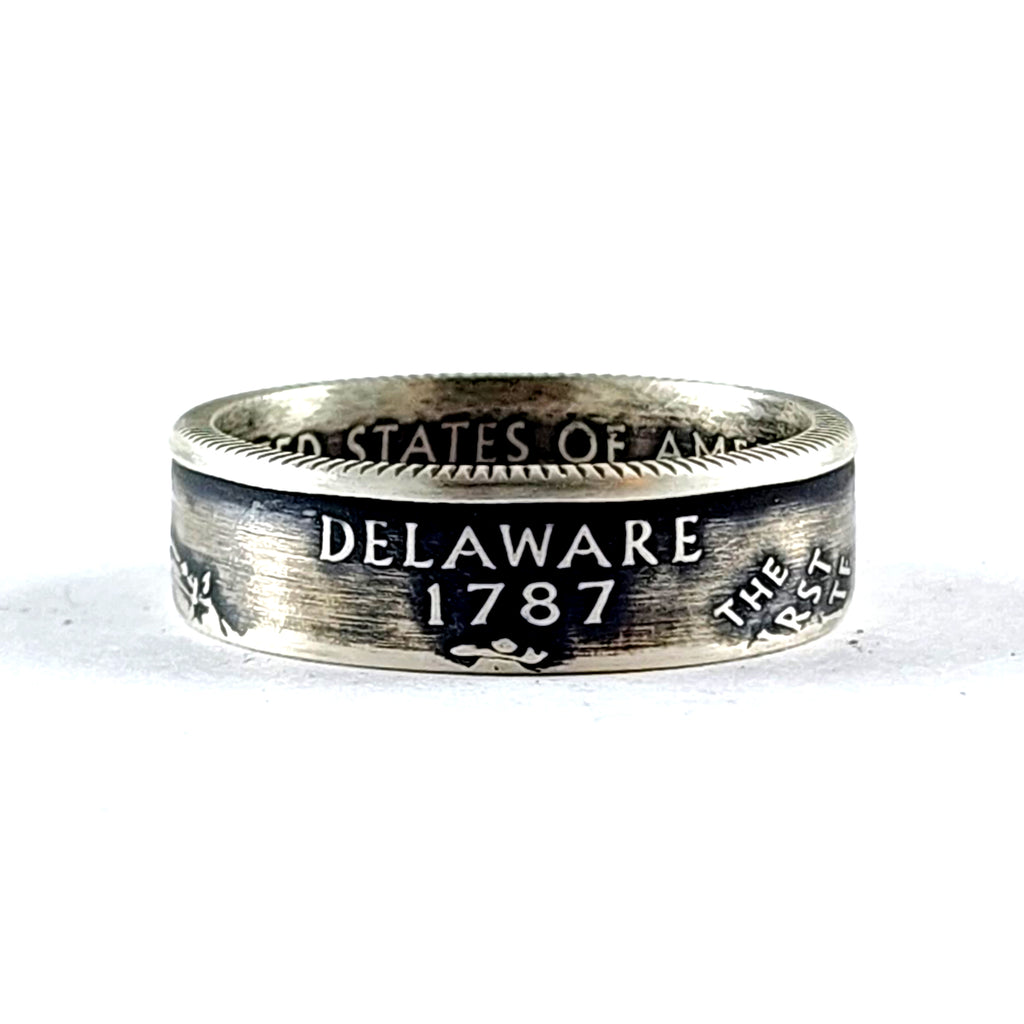 90% Silver Delaware Quarter Ring - Handmade Coin Rings by Midnight Jo