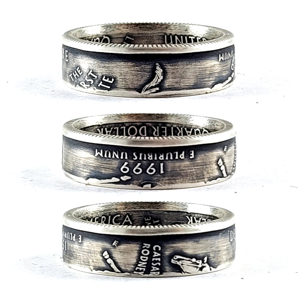 90% Silver Delaware Quarter Ring - Handmade Coin Rings by Midnight Jo