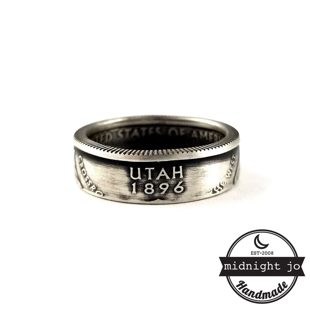 Silver Utah Quarter Ring - Silver Coin Rings by Midnight Jo